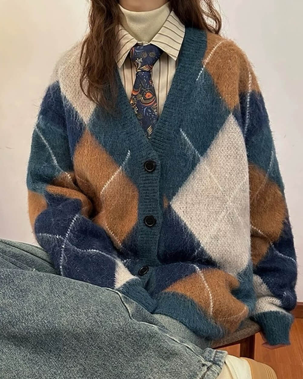 High School Loose Fit Argyle Cardigan – OBEEY