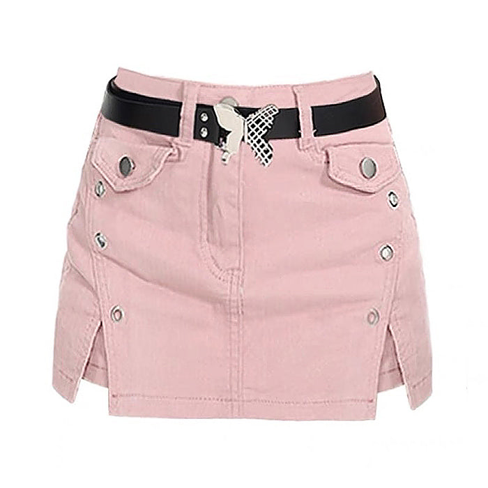 Pink Denim Skort with Butterfly Belt – OBEEY
